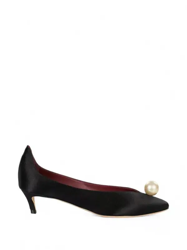 Magda Butrym Faux-pearl Embellished Satin Pumps - Black