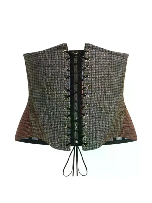 Etro Wool Corset Belt With Houndstooth Motif
