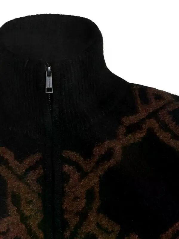 DAILY PAPER Shield Monogram-pattern Zip-up Sweater