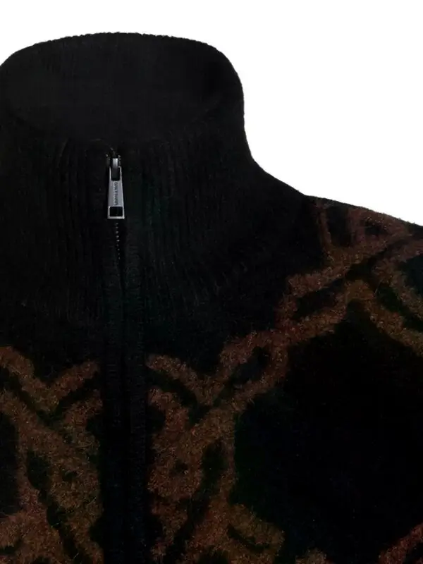 DAILY PAPER Shield Monogram-pattern Zip-up Sweater