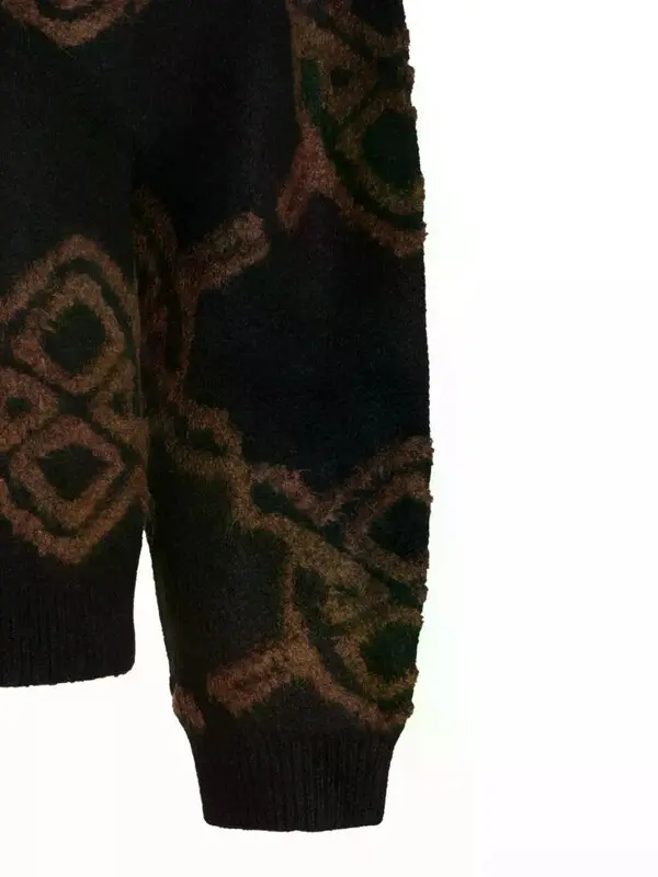 DAILY PAPER Shield Monogram-pattern Zip-up Sweater