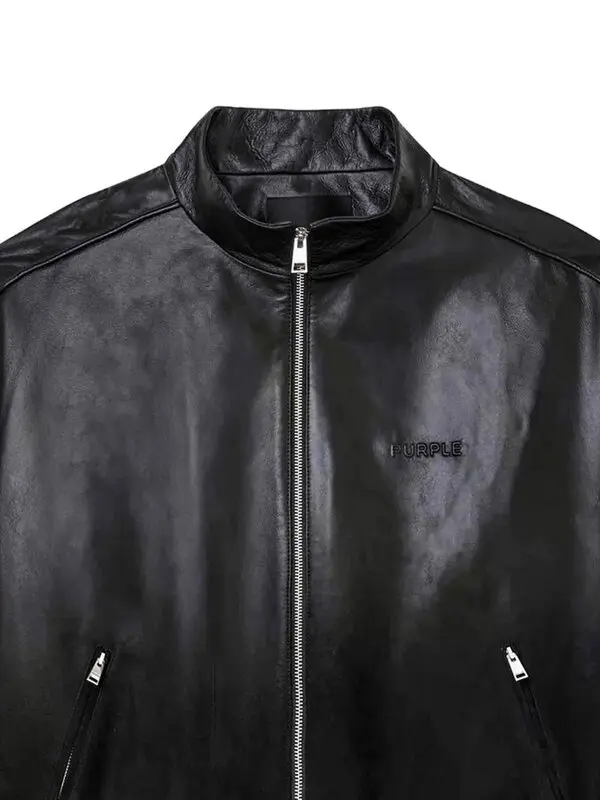 PURPLE BRAND Leather Bomber Jacket