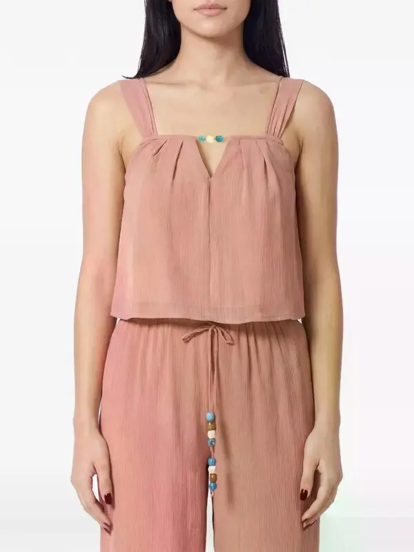 Patrizia Pepe Bead-embellished Creponne Sleeveless Blouse