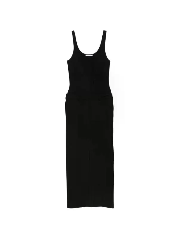 Patrizia Pepe Ribbed-knit Front-slit Midi Dress