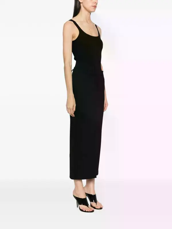 Patrizia Pepe Ribbed-knit Front-slit Midi Dress