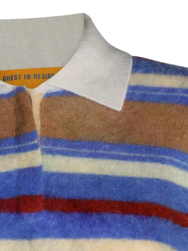 Guest In Residence Striped Cashmere Polo Sweater