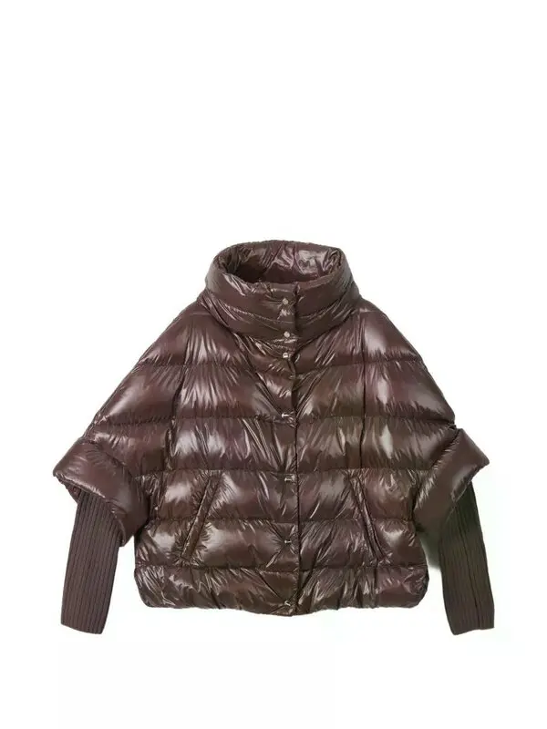 Herno Quilted High-neck Cape - Brown