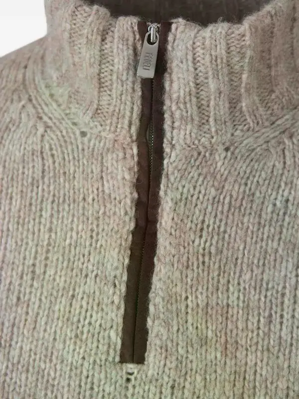 Fedeli Quarter-zip Ribbed-knit Sweater