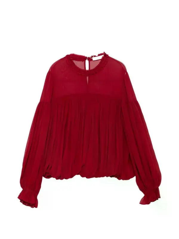 Ulla Johnson Pearl Ruffled Silk Blouse - Red