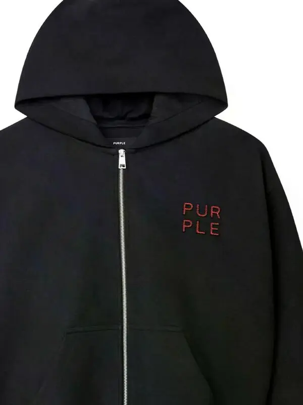 PURPLE BRAND Logo-embroidered Zip-up Hoodie