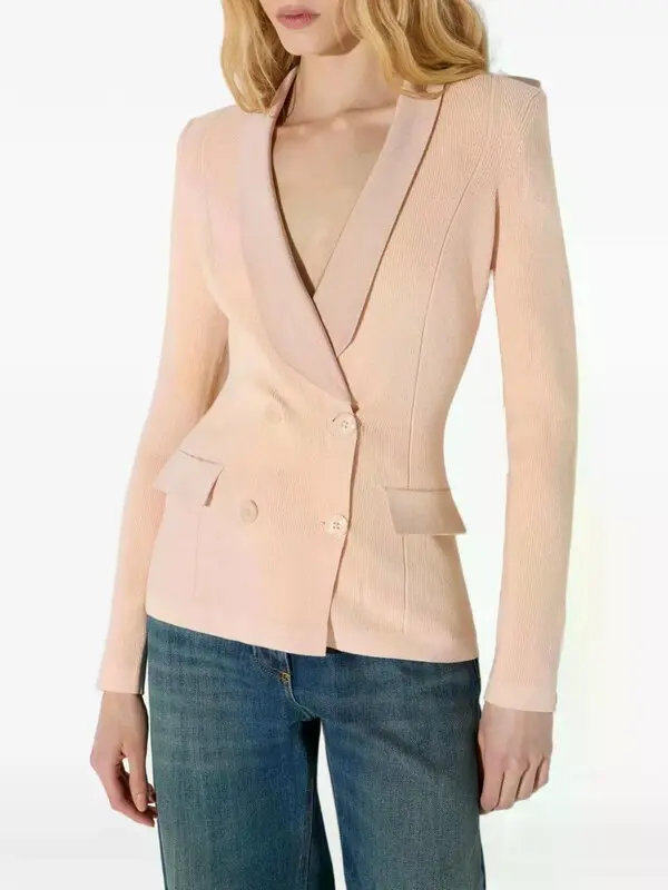 Elisabetta Franchi Knit Jacket With Shiny Viscose Details - Pink