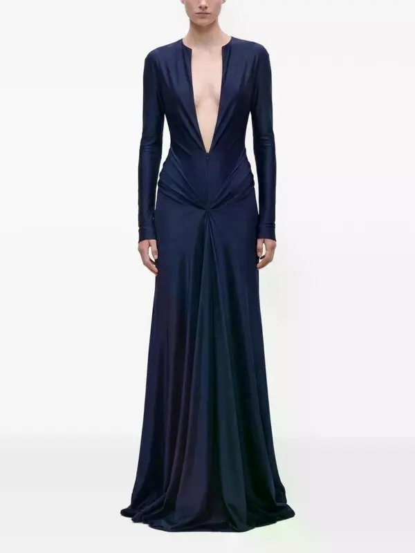 Victoria Beckham Aida Twisted-detail Maxi Gown - Blue