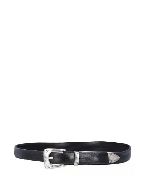 MANCINI 1979 William Engraved Leather Belt - Black