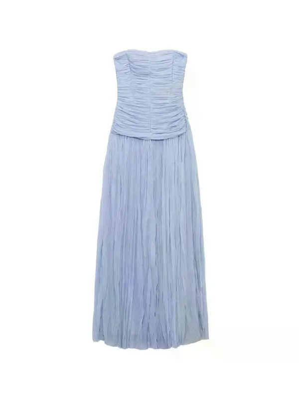 Simkhai Danielle Crinkle-jersey Bustier Maxi Gown Dress - Blue