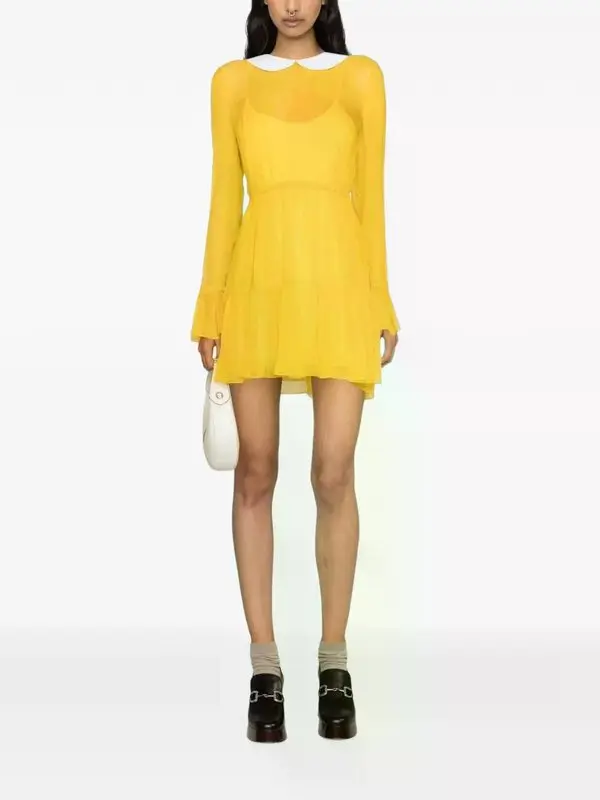 Gucci Collared Ruffled Mini Dress
