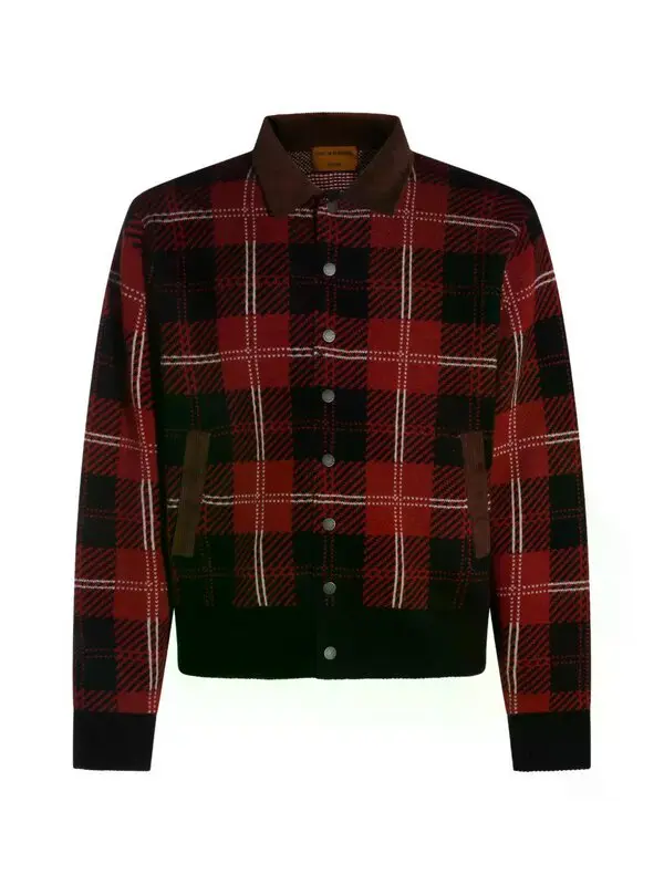 Guest In Residence Tartan Bomber Check-pattern Corduroy-collar Jacket - Red