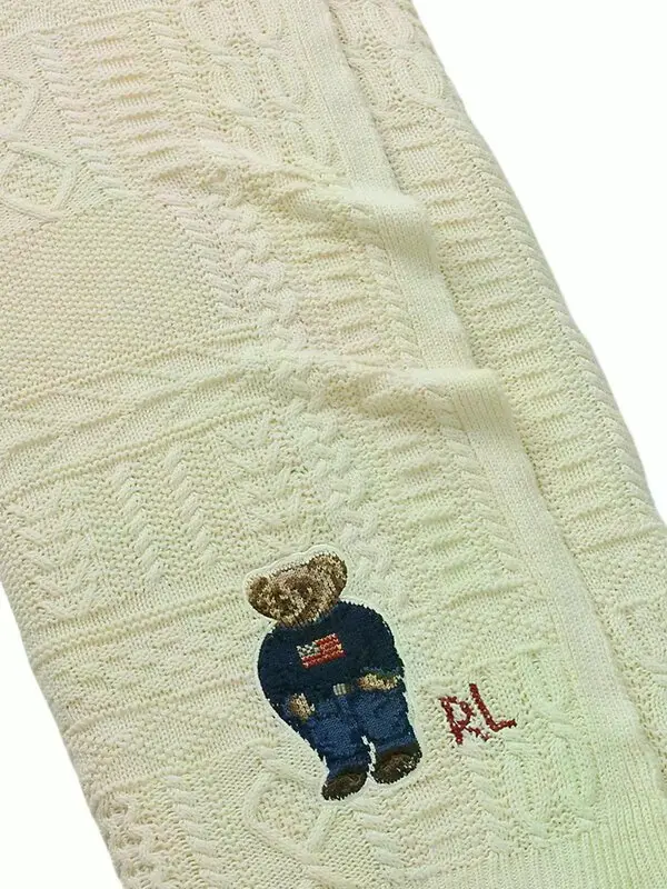 Ralph Lauren Baybrook Polo Bear Cable-knit Throw Blanket