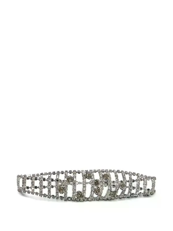 Magda Butrym Rhinestone-embellished Floral-detail Necklace - Silver