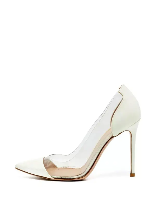 GIANVITO ROSSI Plexi Point-toe Heeled Pumps - White