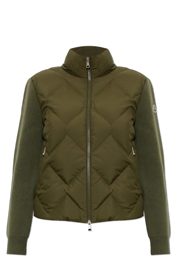 Moncler Cardigan With Quilted Front - Green