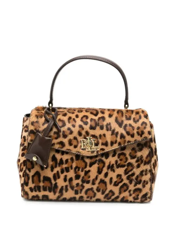 Ralph Lauren Satchel Bag Leopard Print "farrh - Brown