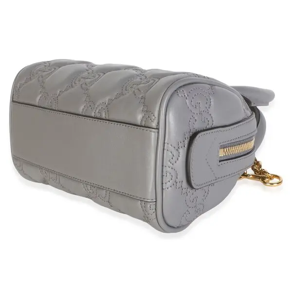 Gucci Dusty Grey Gg Matelasse Calfskin Bowler Bag