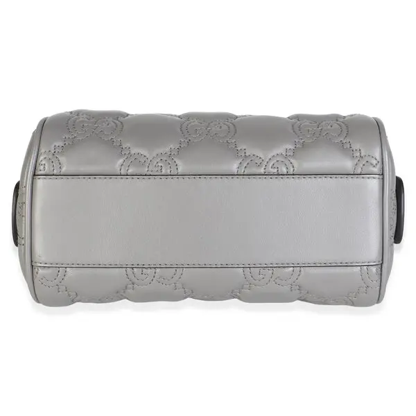 Gucci Dusty Grey Gg Matelasse Calfskin Bowler Bag