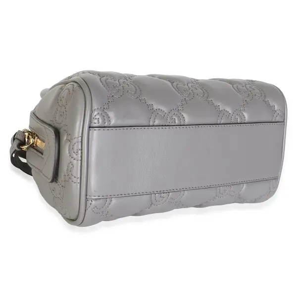 Gucci Dusty Grey Gg Matelasse Calfskin Bowler Bag