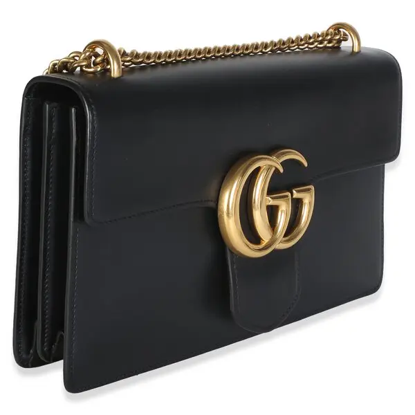 Gucci Smooth Calfskin Gg Marmont Chain Flap Bag