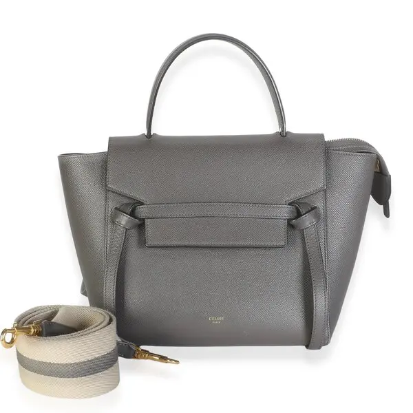 Celine Grey Grained Calfskin Micro Belt Bag - Gray