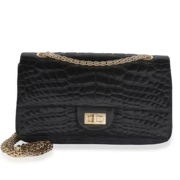 Chanel Croc Satin Reissue 225 Flap Bag - Black