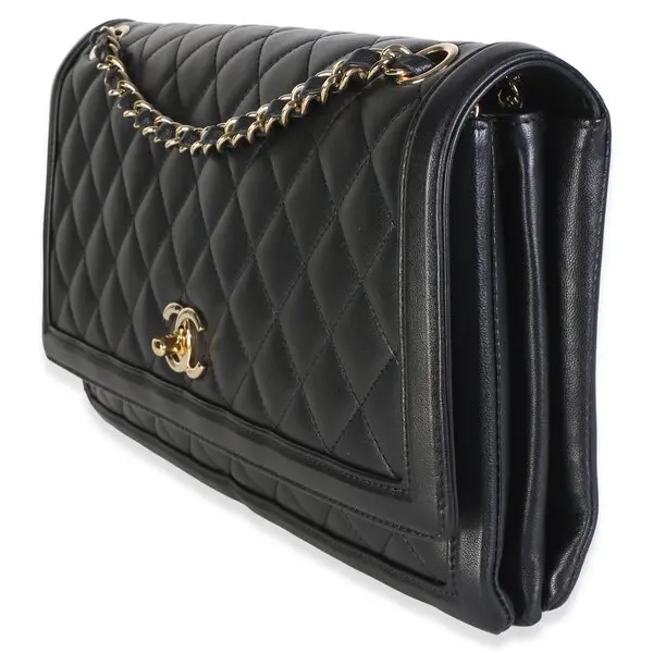 Chanel Quilted Lambskin 3 Compartment Jumbo Flap Bag