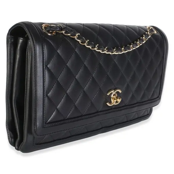 Chanel Quilted Lambskin 3 Compartment Jumbo Flap Bag