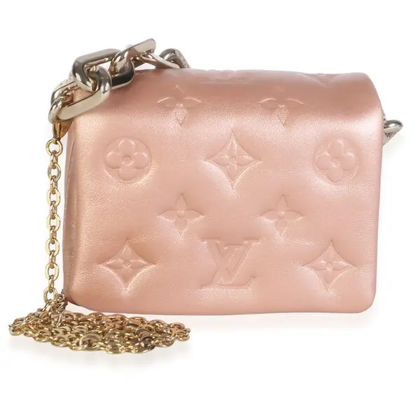 LOUIS VUITTON Metallic Embossed Monogram Lambskin Coussin Belt Bag - Pink