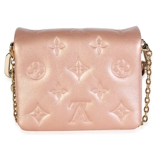 LOUIS VUITTON Metallic Embossed Monogram Lambskin Coussin Belt Bag - Pink