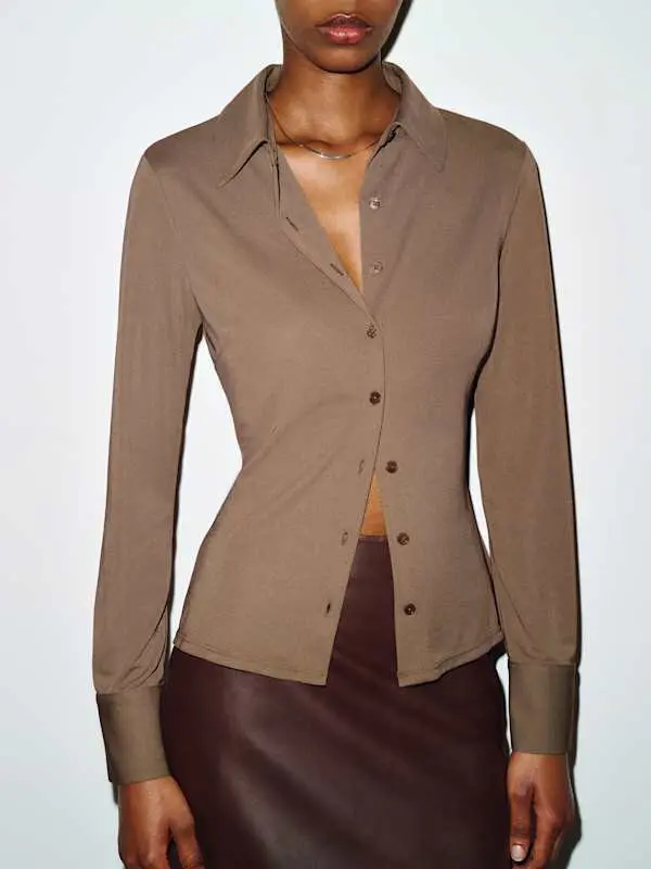 REFORMATION Leven Knit Top - Brown