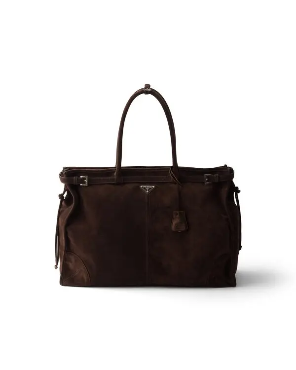 Prada Bonnie Suede Tote Bag - Brown