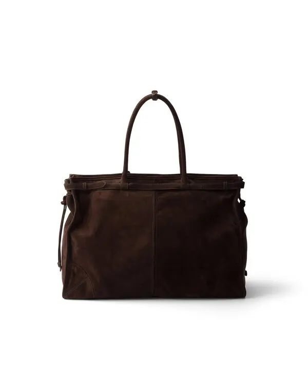 Prada Bonnie Suede Tote Bag - Brown