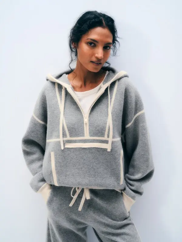WHITE & WARREN Cashmere Anorak Sweater In Size - Ivory