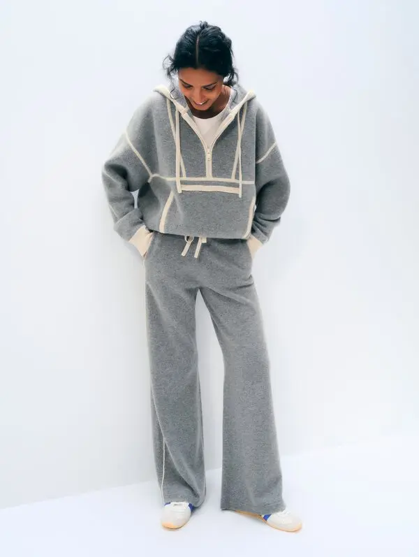 WHITE & WARREN Cashmere Blend Track Pant In Size - Ivory