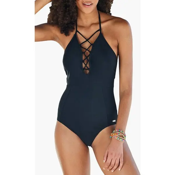 LASCANA Lace Up One Piece Swimsuit