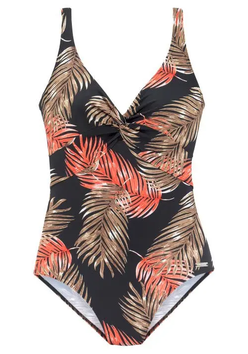 LASCANA Palm Print Tummy Control One Piece Swimsuit