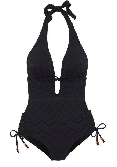 LASCANA Plunge Crochet One Piece Swimsuit