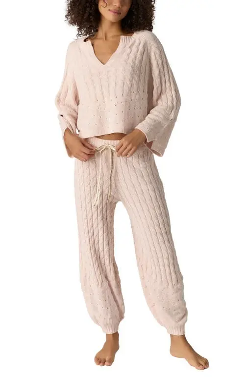 Free People Intimately Fp Fireside Crush Cable Knit High Waist Joggers