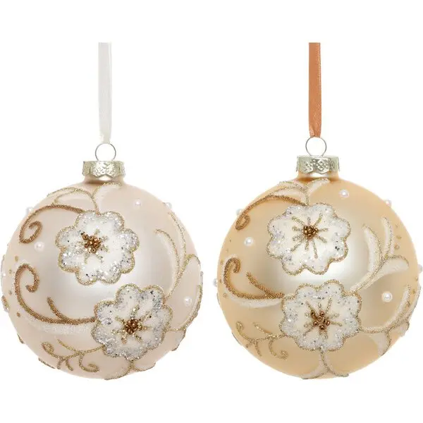 MARK ROBERTS Bloom Swirl Ornament - Champagne Beige