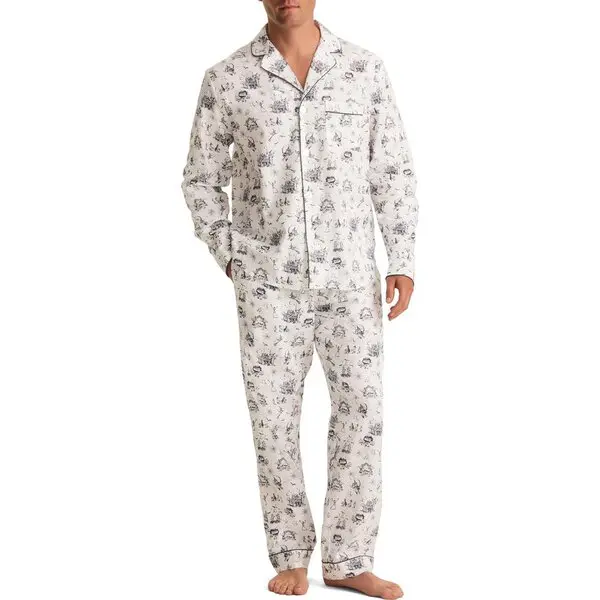PETITE PLUME Cotton Twill Pajama Set - White