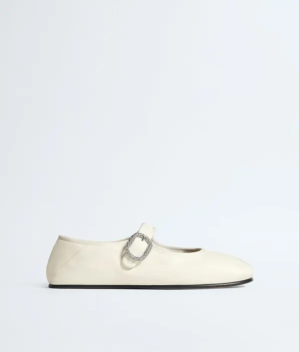 Bottega Veneta Veneziana Mary-jane Ballerina - Alabaster