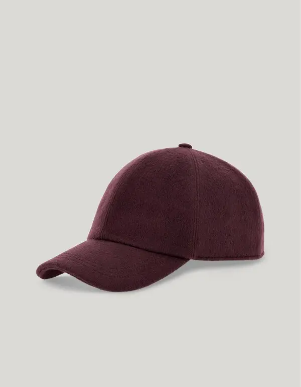Canali Burgundy Pure Cashmere Baseball Cap