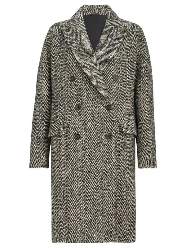 Brunello Cucinelli Coat In Dazzling Chevron Virgin