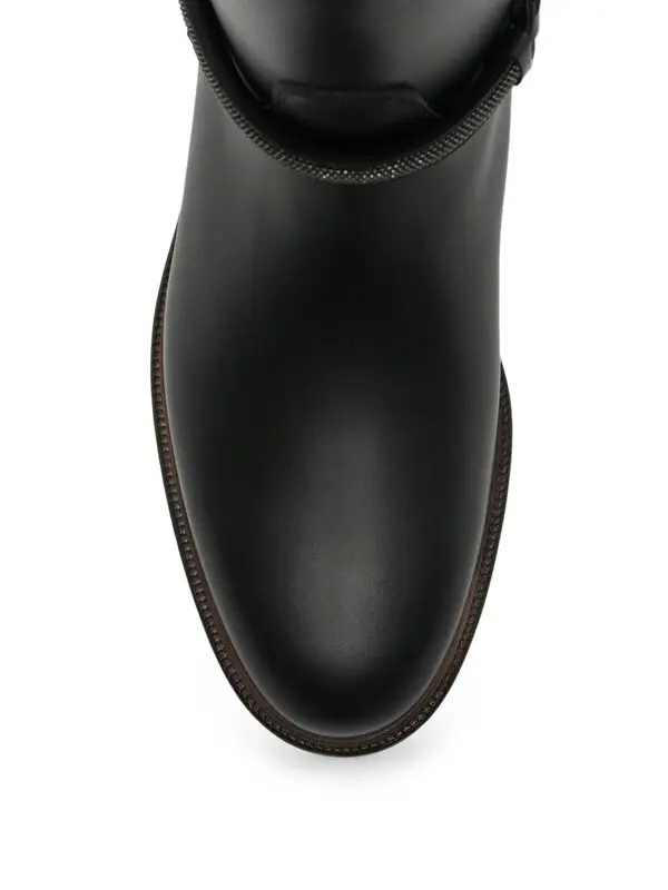 Brunello Cucinelli Leather Boots With Monile - Black